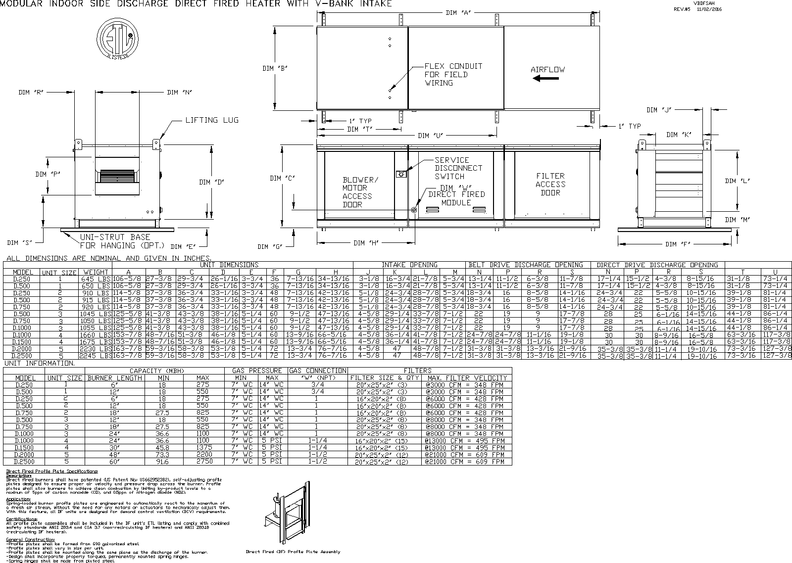 Direct Fired Heater Submittal Drawing