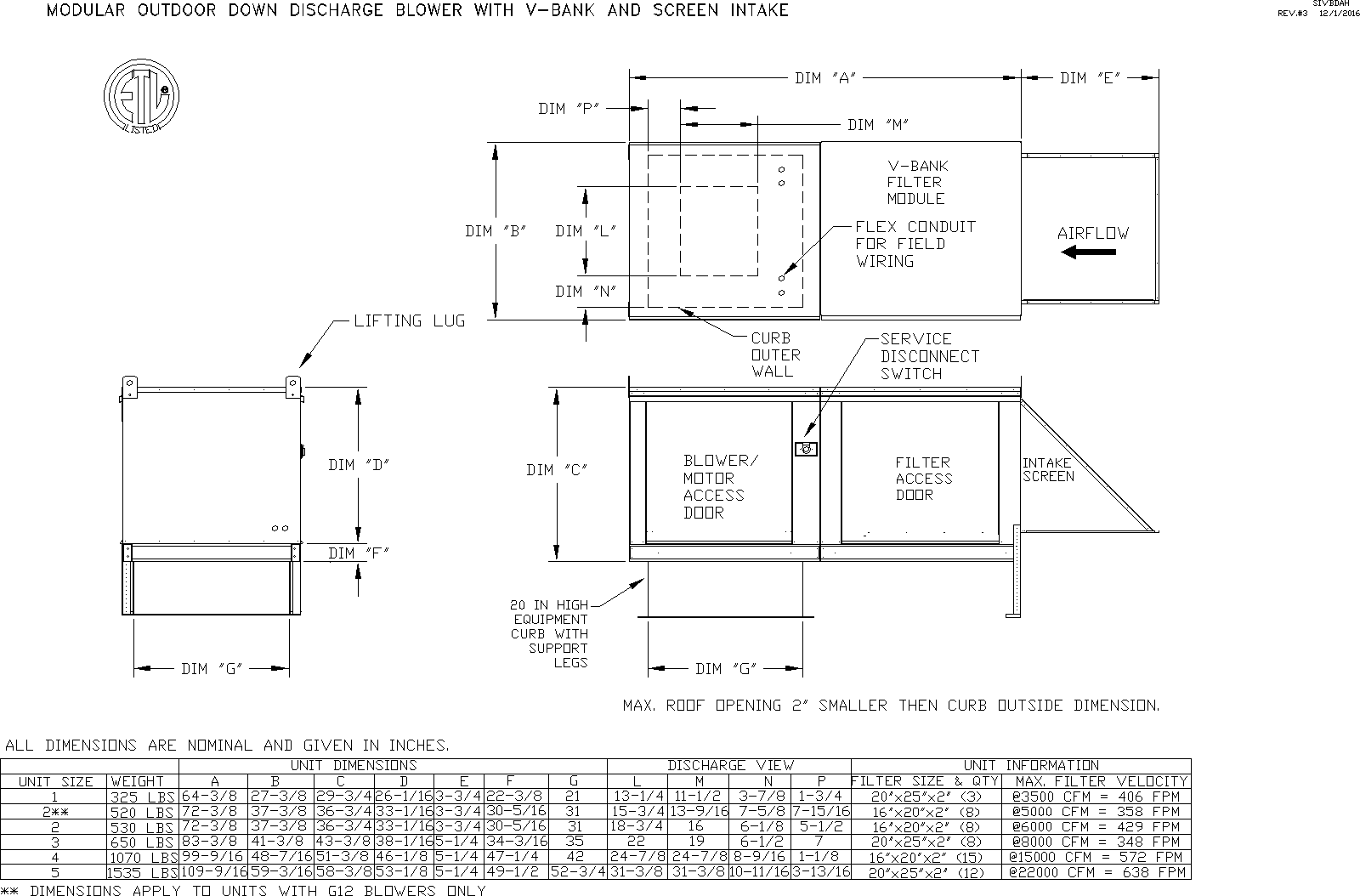 Modular Untempered Submittal Drawing