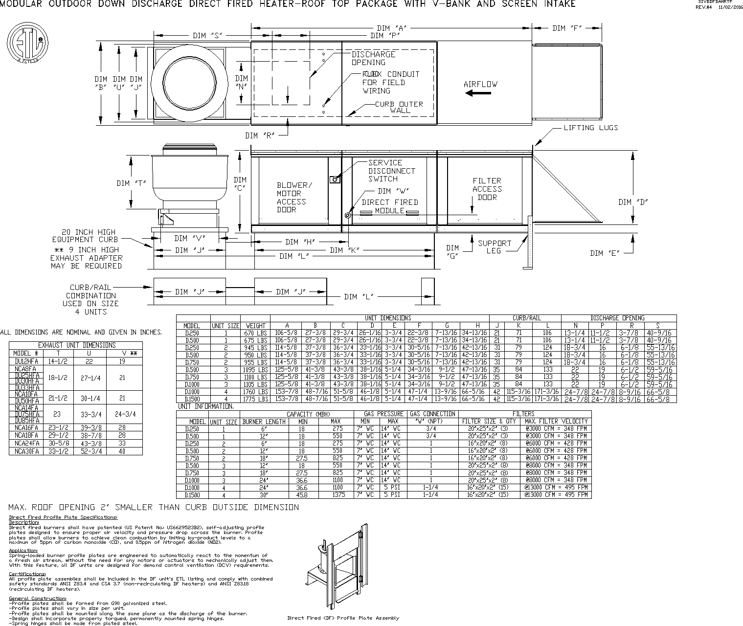 Direct Fired Heater Submittal Drawing