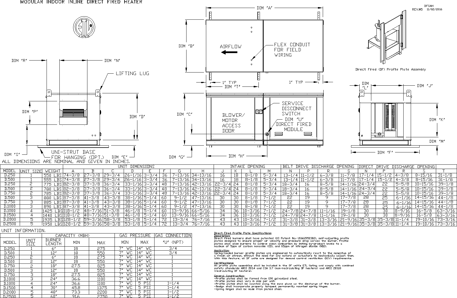 Direct Fired Heater Submittal Drawing
