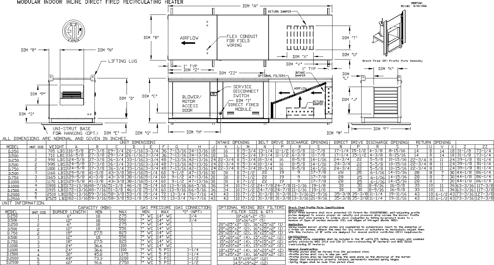 Direct Fired Heater Submittal Drawing - CaptiveAire