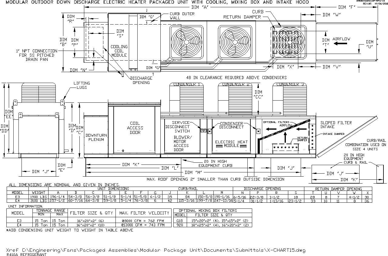 Modular Packaged Unit Submittal Drawing